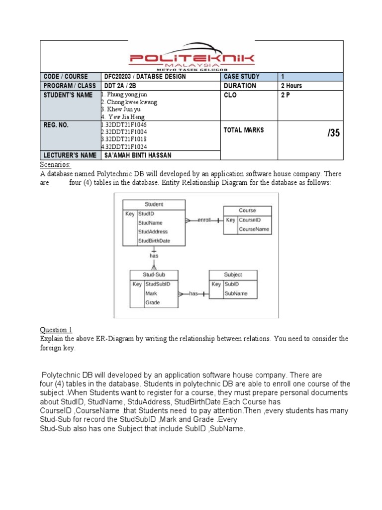 CASE STUDY 1 QUESTION SESI II-latest | PDF | Database Design | Data ...