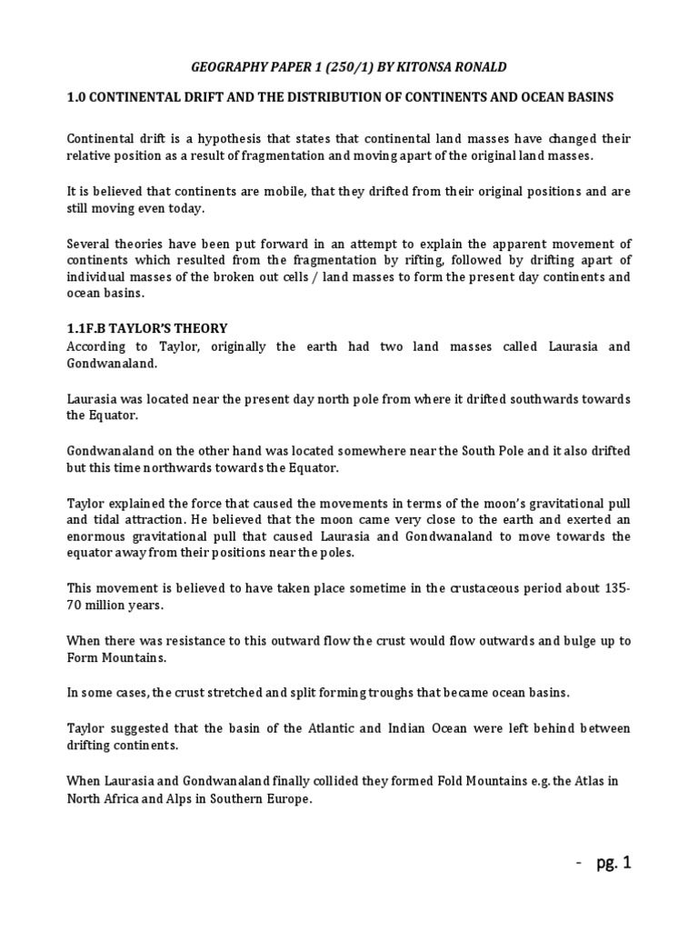 Geography Paper 1 Notes | PDF | Plate Tectonics | Rock (Geology)