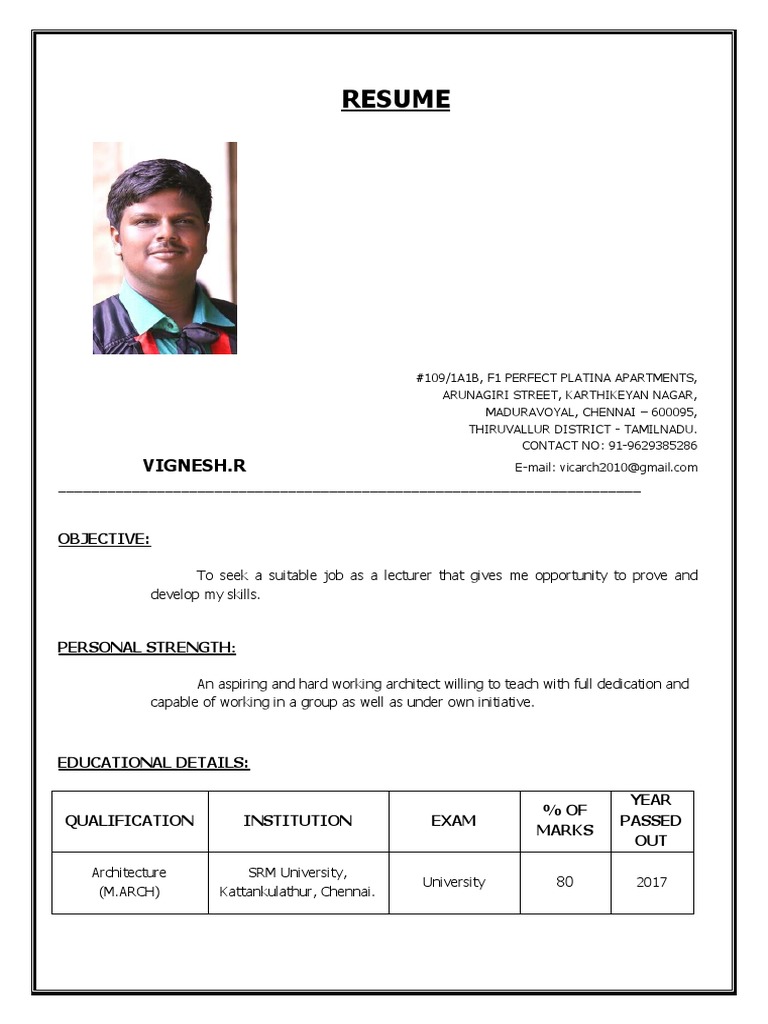 Vignesh Arch Resume | PDF