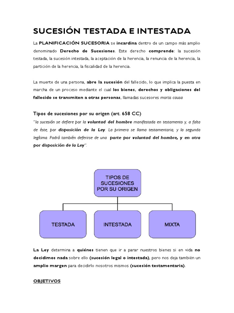 SUCESIÓN TESTADA E INTESTADA | PDF | Voluntad y testamento | Intestacy