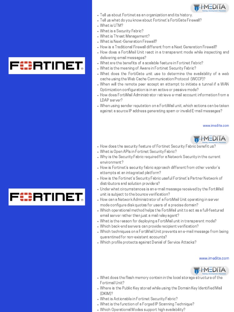 Fortinet Firewall Interview Insights | PDF | Firewall (Computing ...