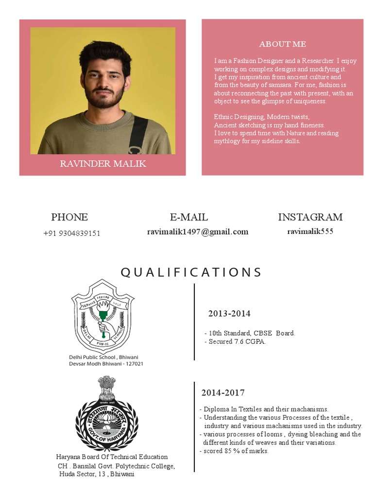 RESUME (RAVINDER MALIK Newwwwwwwwww | PDF | Textiles | Fashion