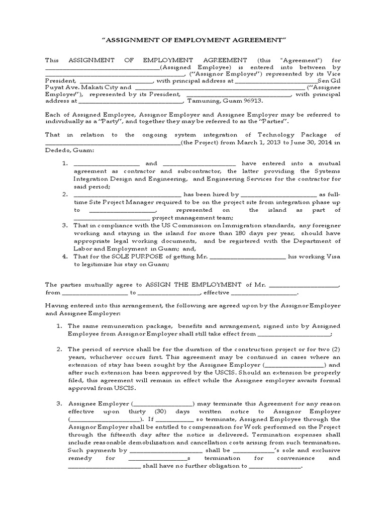 Transfer of Employment Agreement Draft - v1 | PDF | Employment ...
