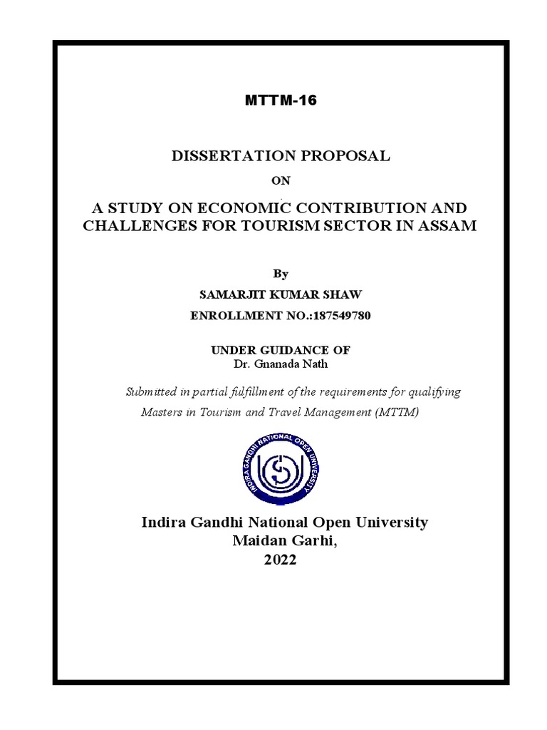 MTTM - 16 Dissertation Proposal Samarjit | PDF | Sampling (Statistics) | Tourism