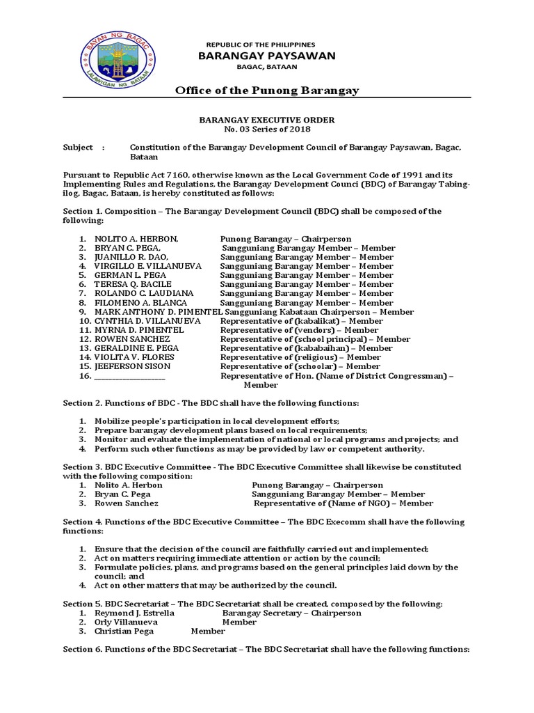 Barangay Paysawan Office of The Punong Barangay | PDF | Governance ...