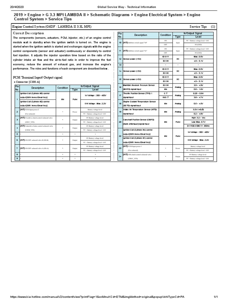 2019 Engine G 3.3 MPI LAMBDA II Schematic Diagrams Engine Electrical ...