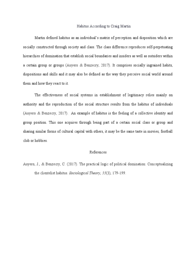 Habitus According To Craig Martin | PDF
