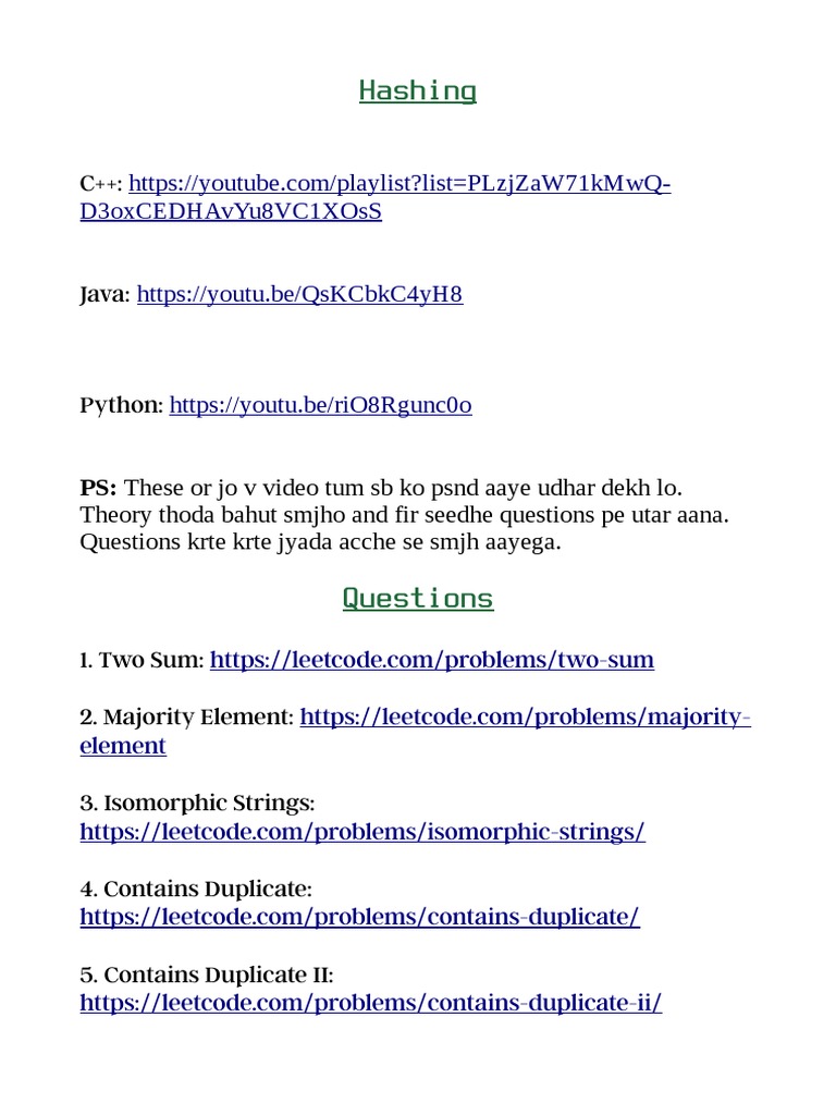 Hashing And Questions Pdf