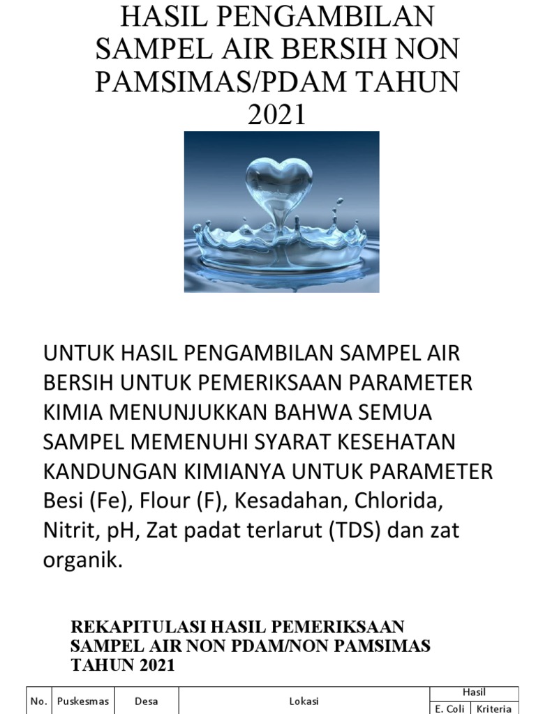 Bahani Evaluasi Pengambilan Sampel Air NonPDAM - PAMSIMAS 2021 | PDF