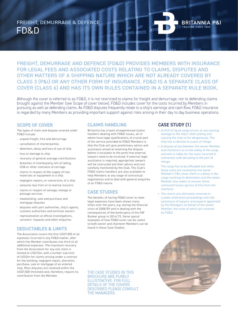 FD&D Insurance: Legal Support in Shipping | PDF | Insurance | Cargo