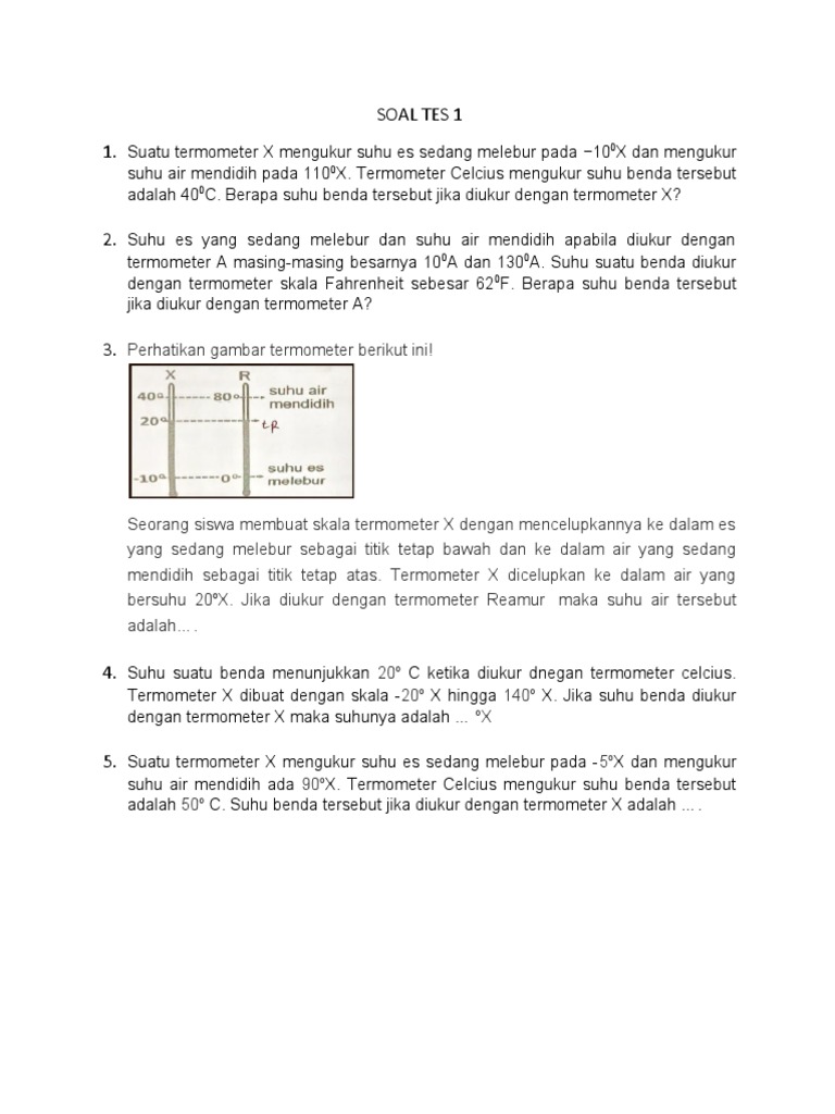 Soal Termometer X dan Konversi Suhu | PDF | Sains & Matematika