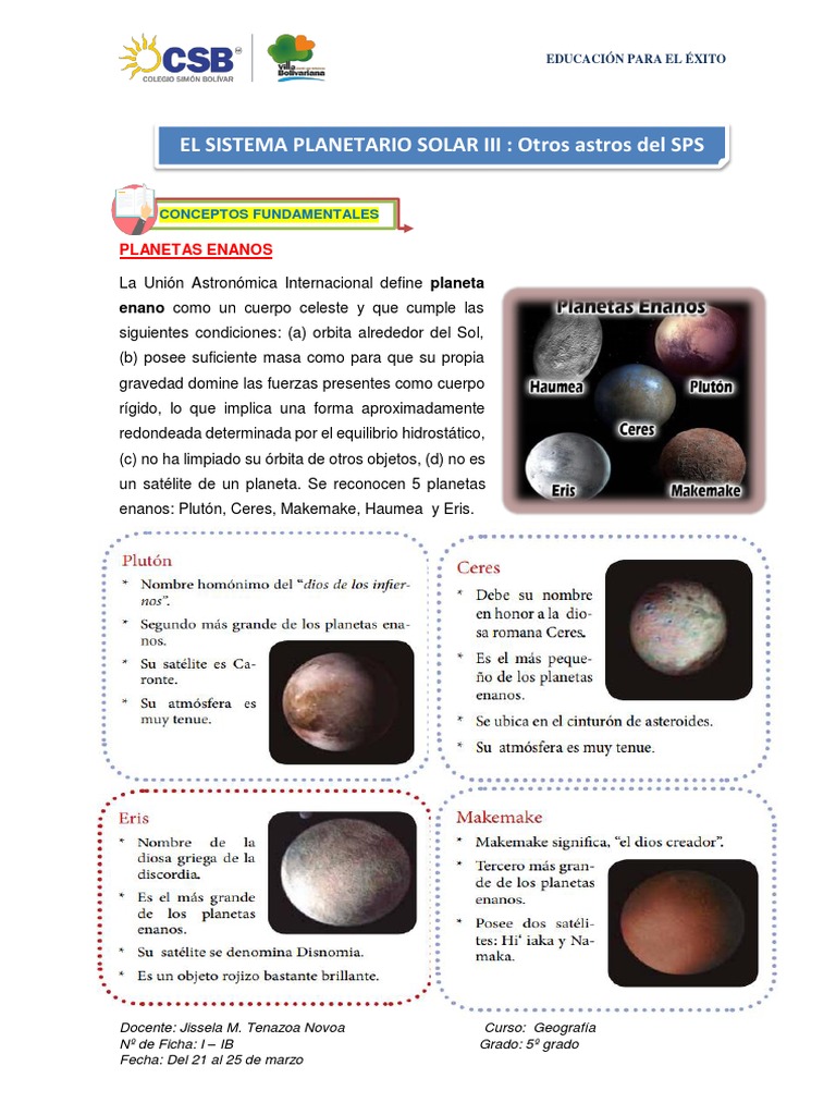 FICHA No 3 GEOGRAFIA CSB G 5 Ok | PDF | Planetas | Planemos