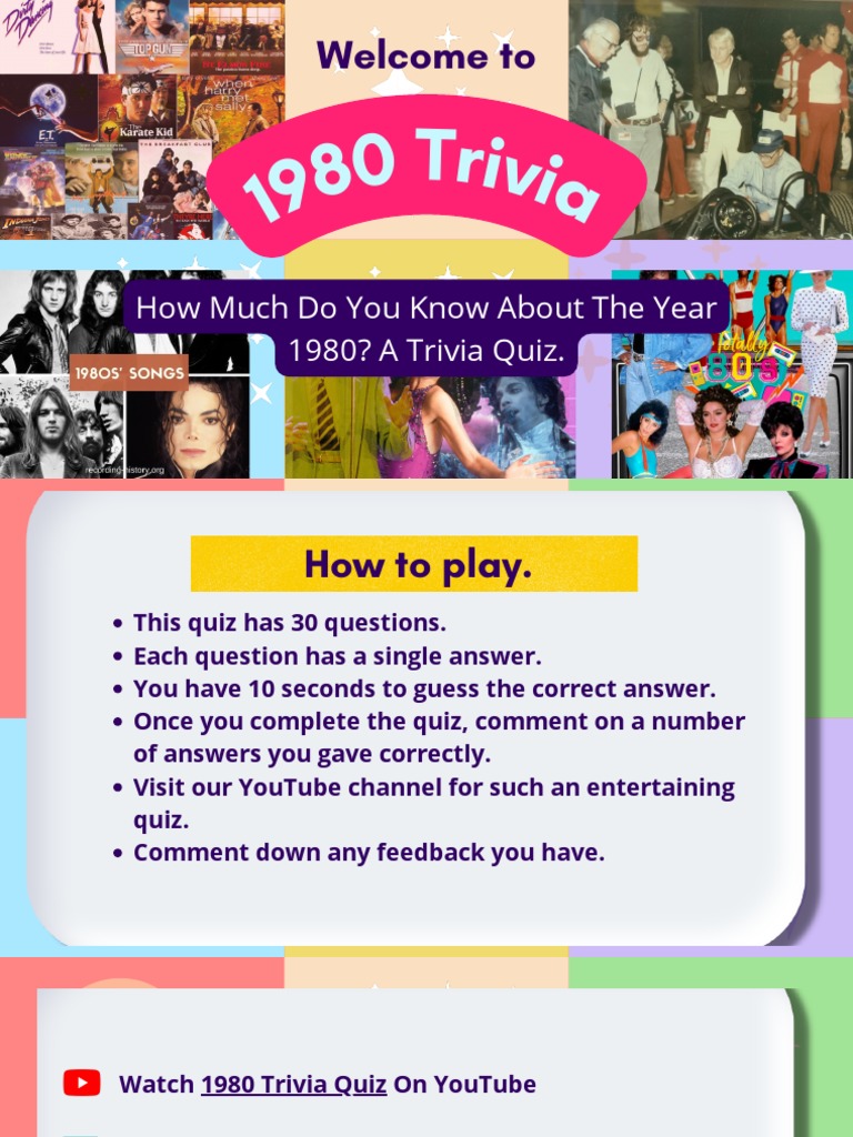 1980 Trivia Quiz: How Much Do You Know? | PDF | Sports & Recreation
