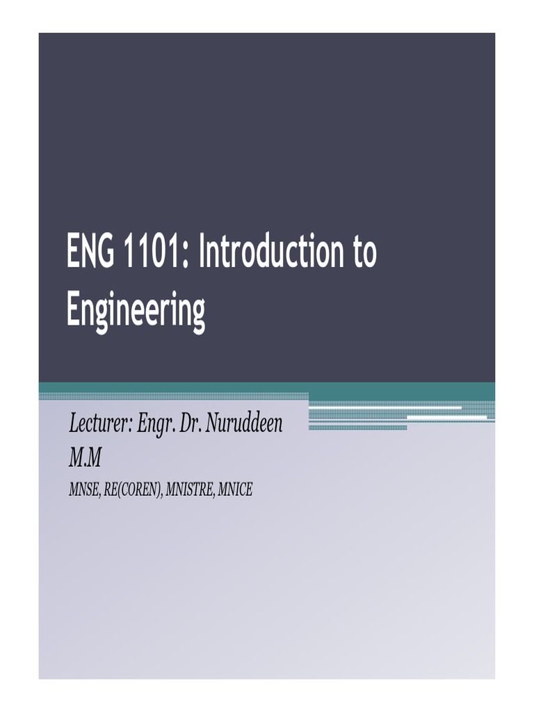 Introduction to engineering Lecture 2 | PDF | Engineering | Science