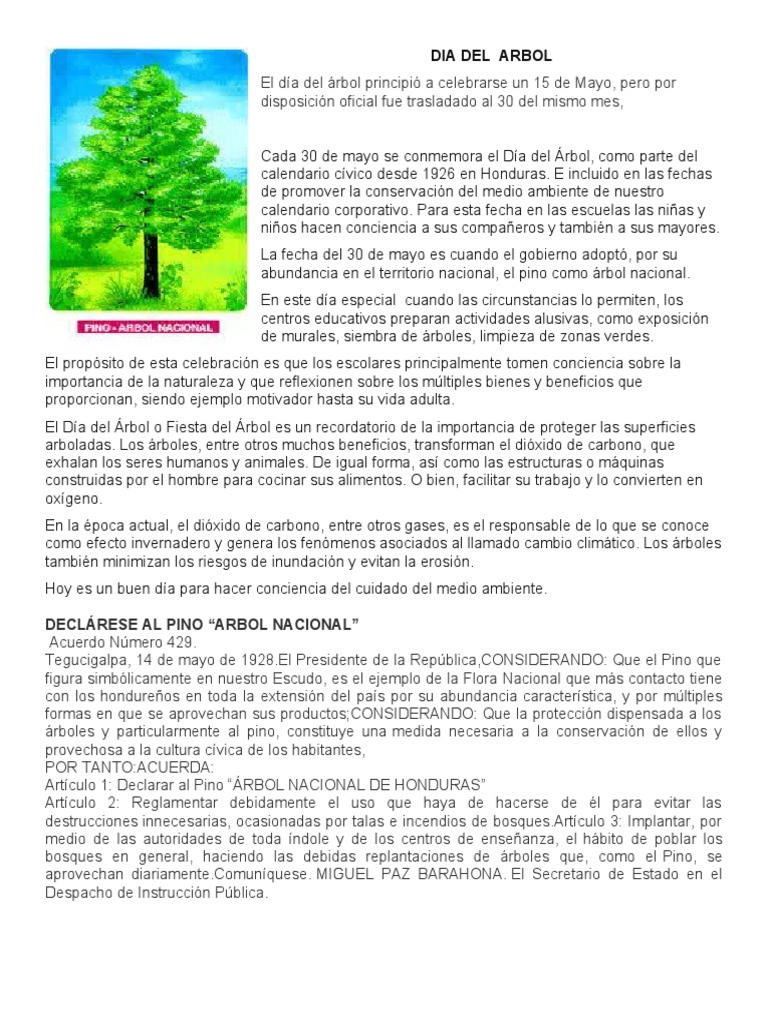 Dia Del Arbol | PDF | Honduras | Entorno natural