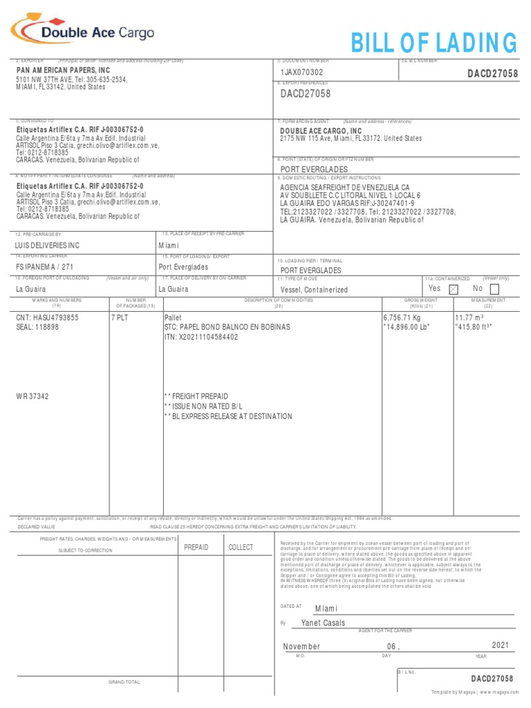 Bill of Lading v1 - Master-Comprimido | PDF | Cargo | Bill Of Lading