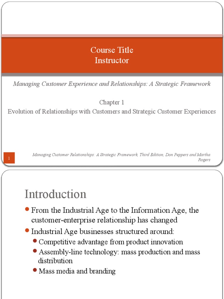 Course Title Instructor: Managing Customer Experience and Relationships: A Strategic Framework ...