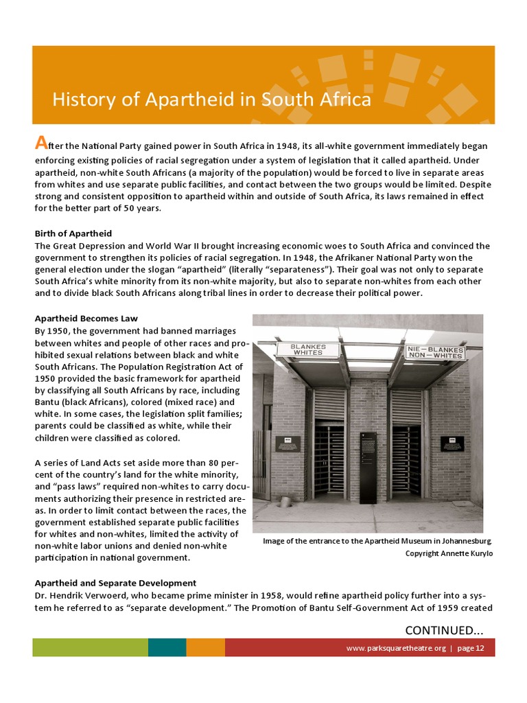 History of Apartheid in South Africa | PDF | Apartheid | Racial Segregation