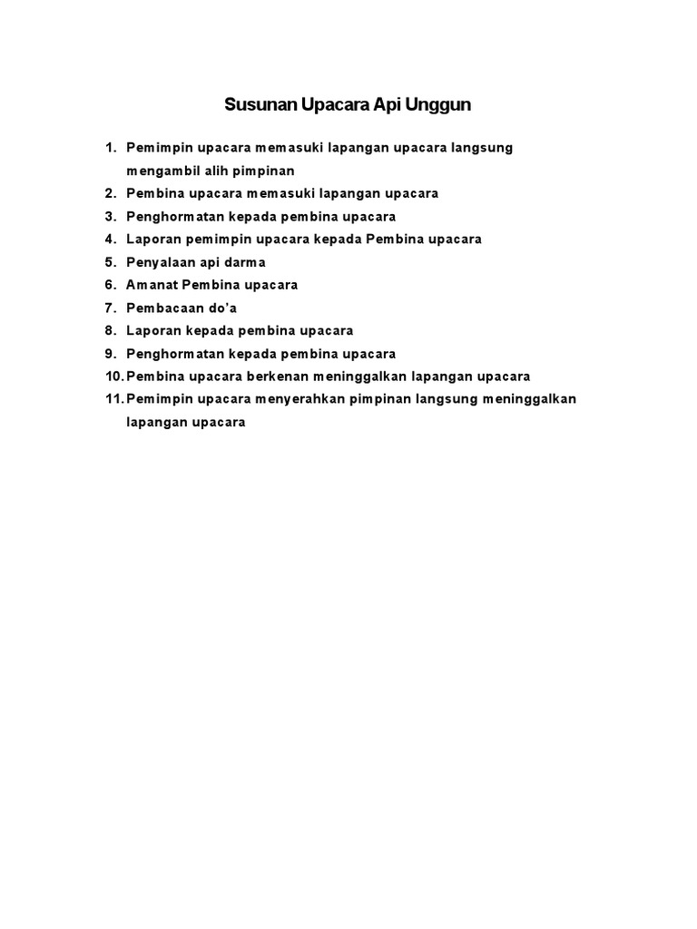 Susunan Upacara Api Unggun Pramuka | PDF | Kajian Bahasa Asing