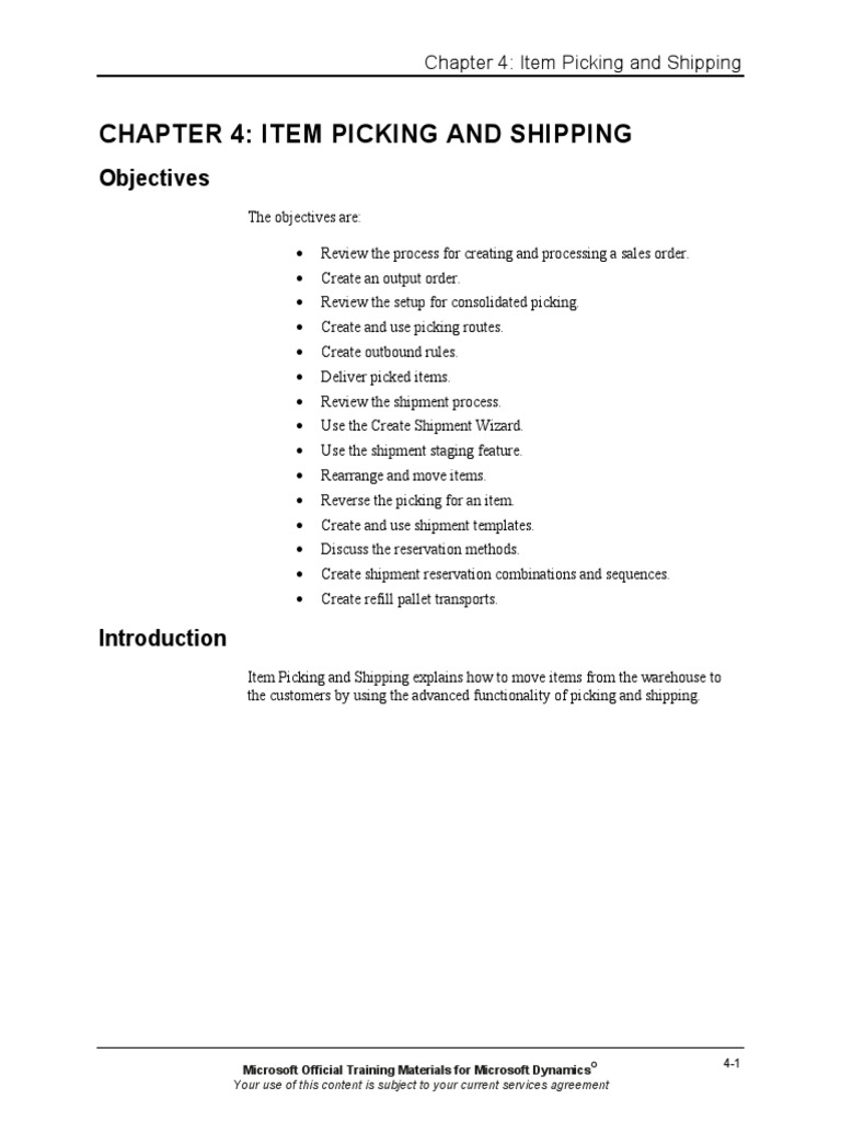 Chapter 4: Item Picking and Shipping: Objectives | PDF | Warehouse ...