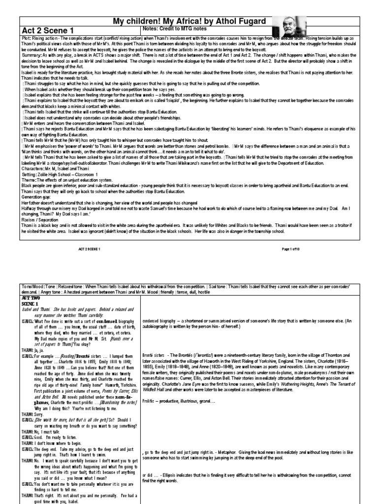 My Children! My Africa! by Athol Fugard Act 2 Scene 1 | PDF | Charlotte Brontë | Emily Brontë