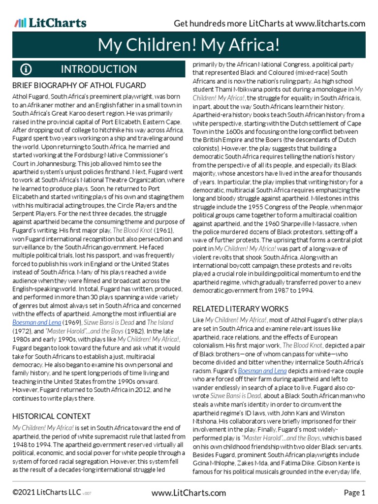 My Children! My Africa!: Intr Oduction | Download Free PDF | Apartheid | South Africa