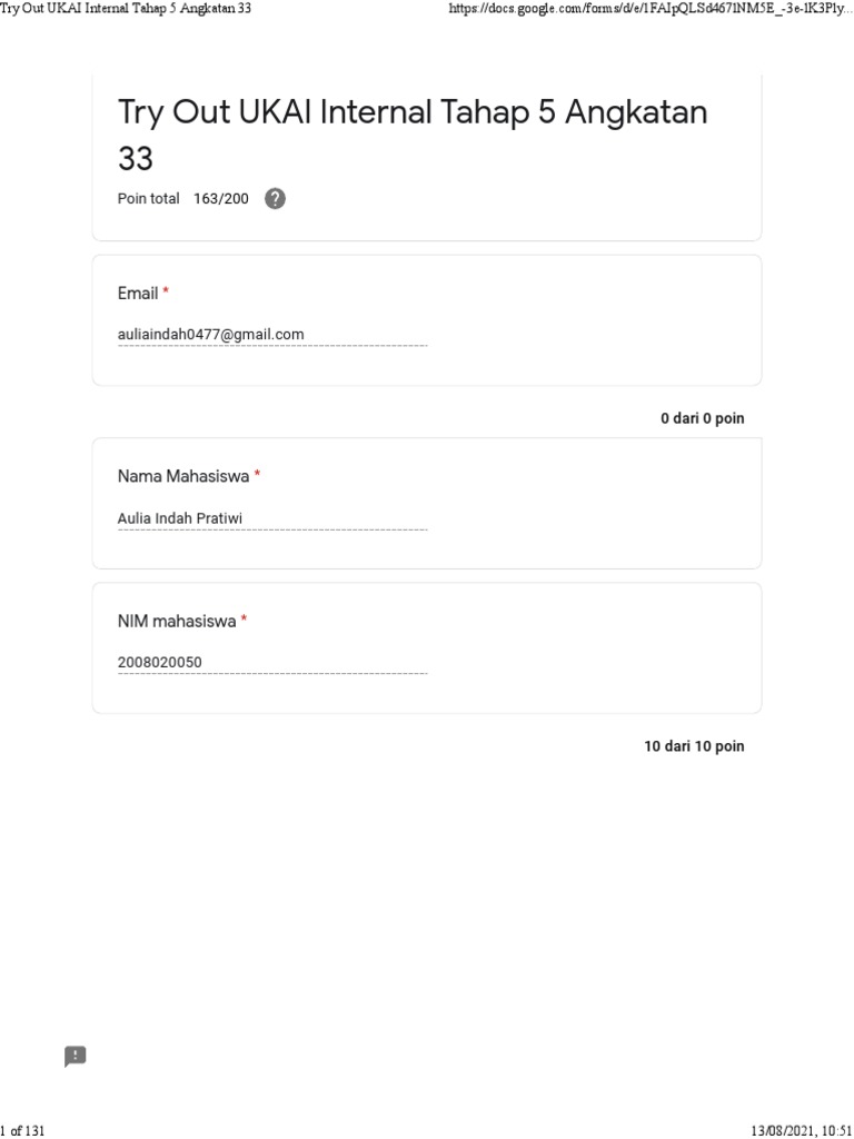Try Out UKAI Internal Tahap 5 Angkatan 33: Email | PDF | Kesehatan Holistik
