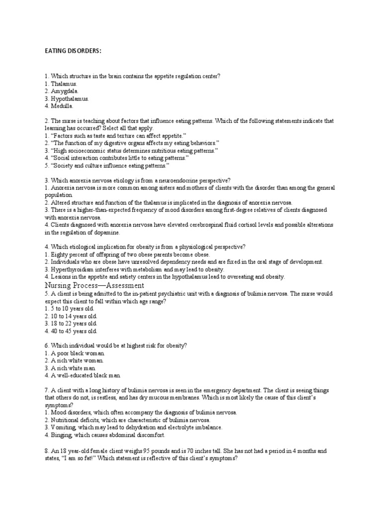 Nursing Interventions for Eating Disorders | PDF | Eating Disorder ...