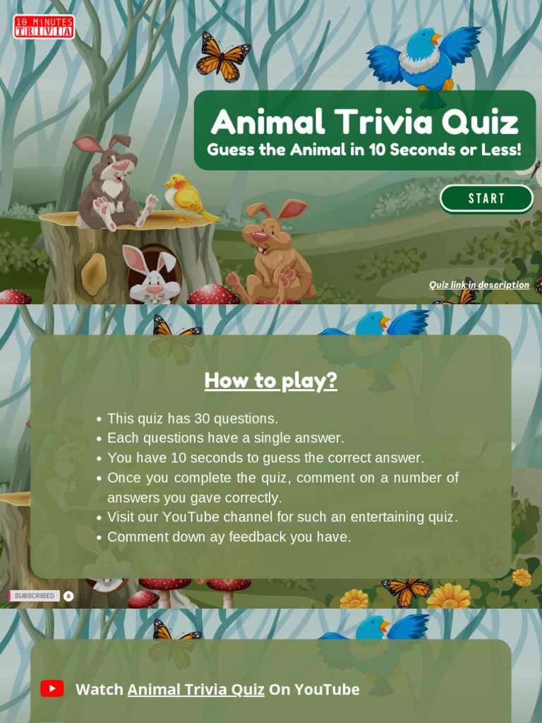 Animal Trivia Quiz: Guess The Animal in 10 Seconds or Less! | PDF ...