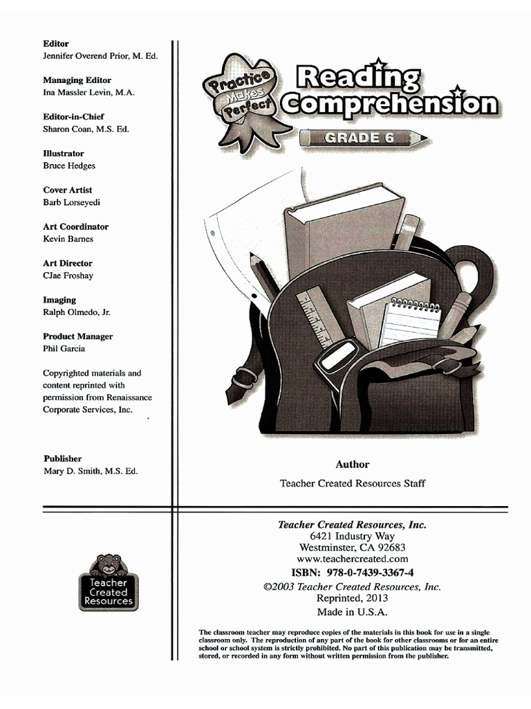 Reading Comprehension G6 | PDF