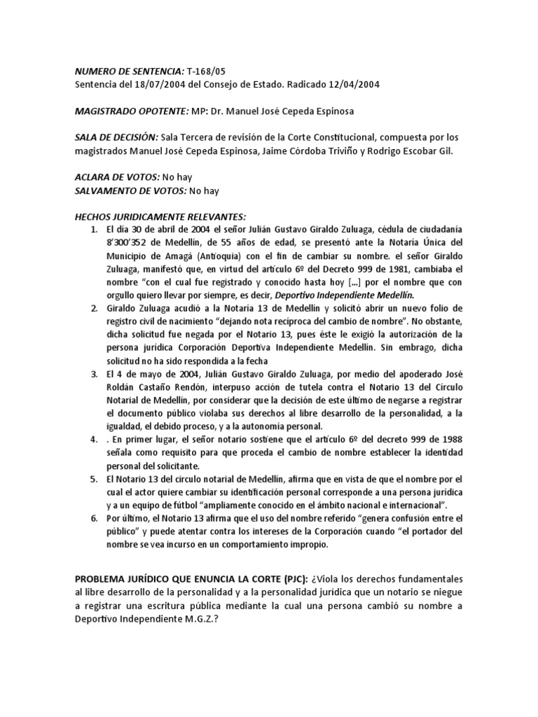 Numero de Sentencia | PDF | Derechos | Constitución