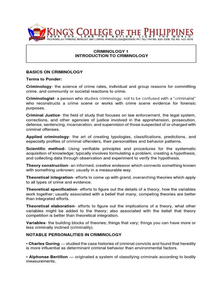 Introduction To Criminology Course Handout | PDF | Criminology | Crimes