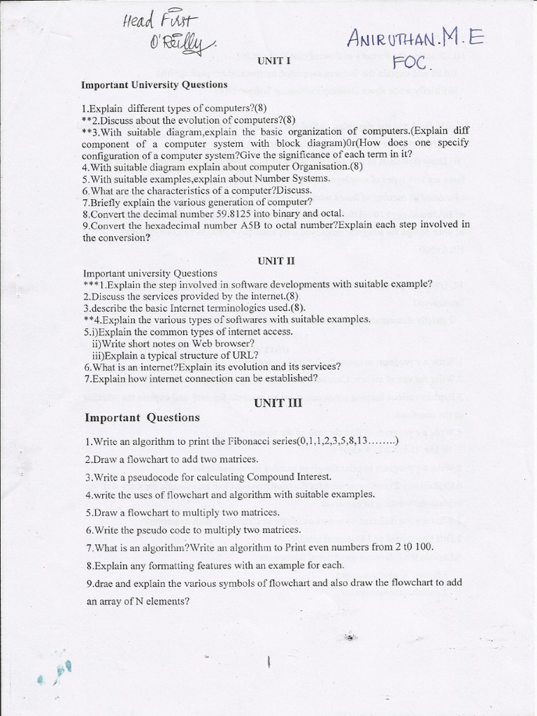 FOC Questions | PDF
