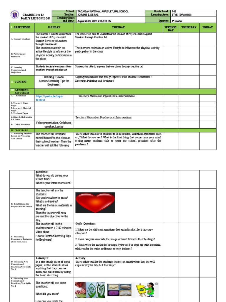 DLL Drawing Day 2 2 3 PM PDF Teachers Cognition