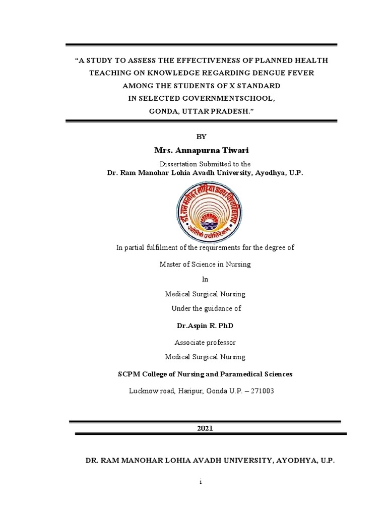 Mrs. Annapurna Tiwari | PDF | Thesis | Sampling (Statistics)