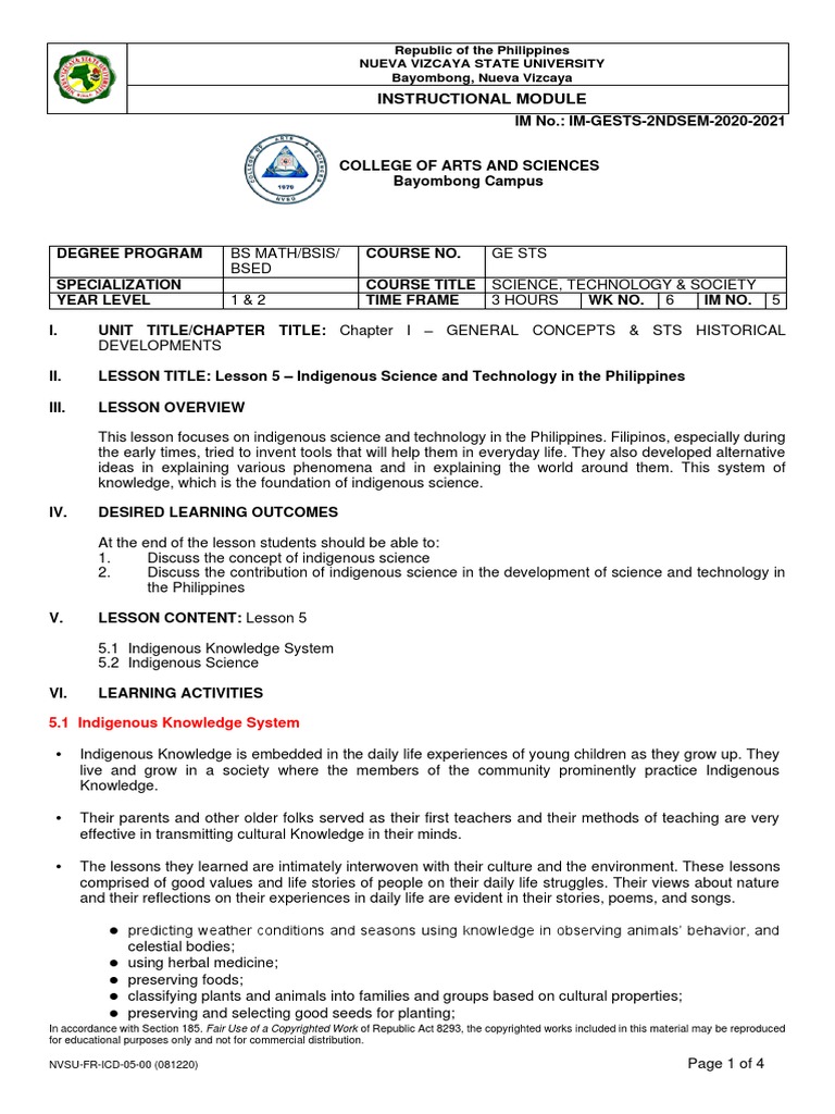 Module No. 5 - GE STS - 2nd Sem AY 2020-2021 | Download Free PDF | Science | Attitude (Psychology)