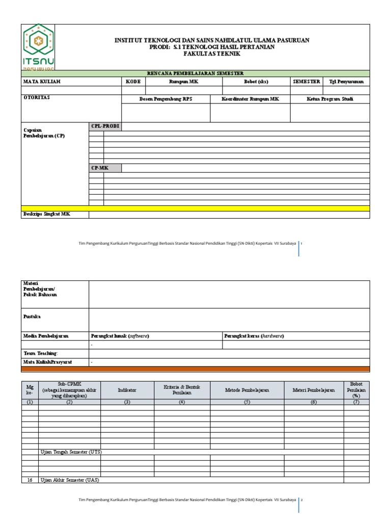 RPS COntoh Kosongan | PDF