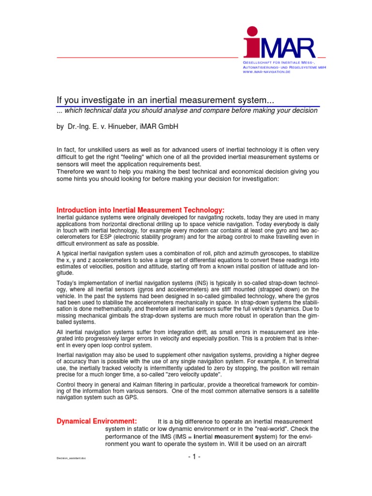 IMAR - Basic Ternms in IMU | PDF | Inertial Navigation System | Gyroscope