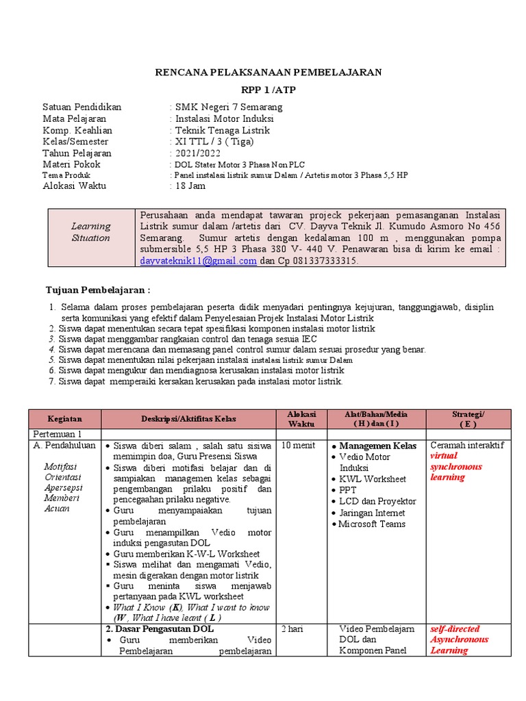RPP PJBL 2021 - 2022 | PDF