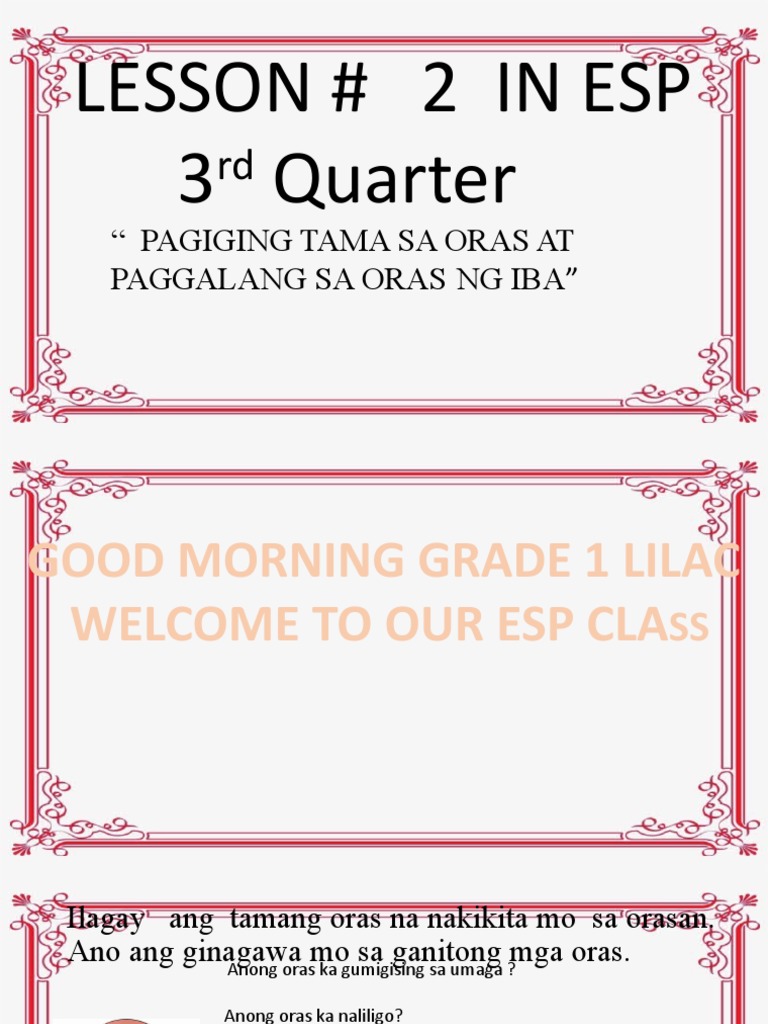Lesson 3 Paggamit Sa Oras Ppt | PDF