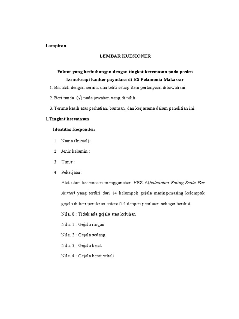 Kuesioner | PDF | Gaya Hidup