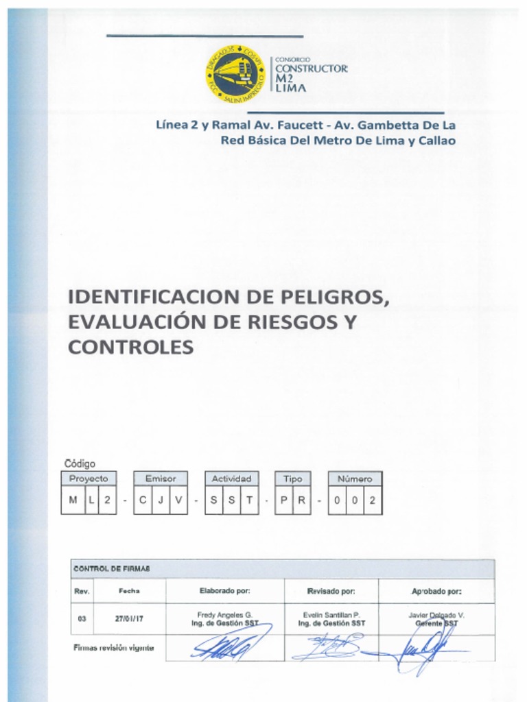 Ml2 CJV SST PR 002 Iperc Rev03 | PDF | Riesgo | Evaluación
