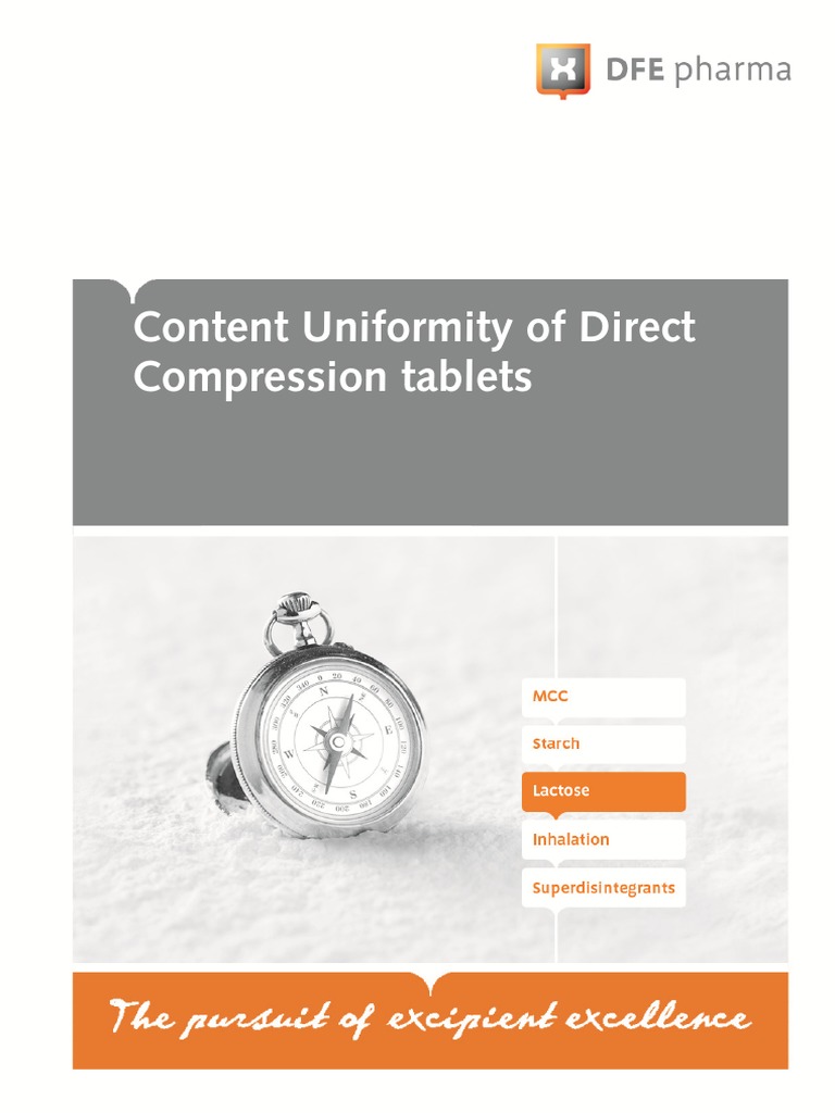 Content Uniformity of Direct Compression Tablets | PDF | Tablet (Pharmacy) | Mean