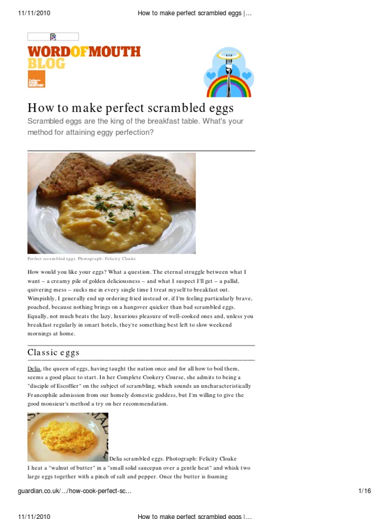 How To Make Perfect Scrambled Eggs - Life and Style - The Guardian ...