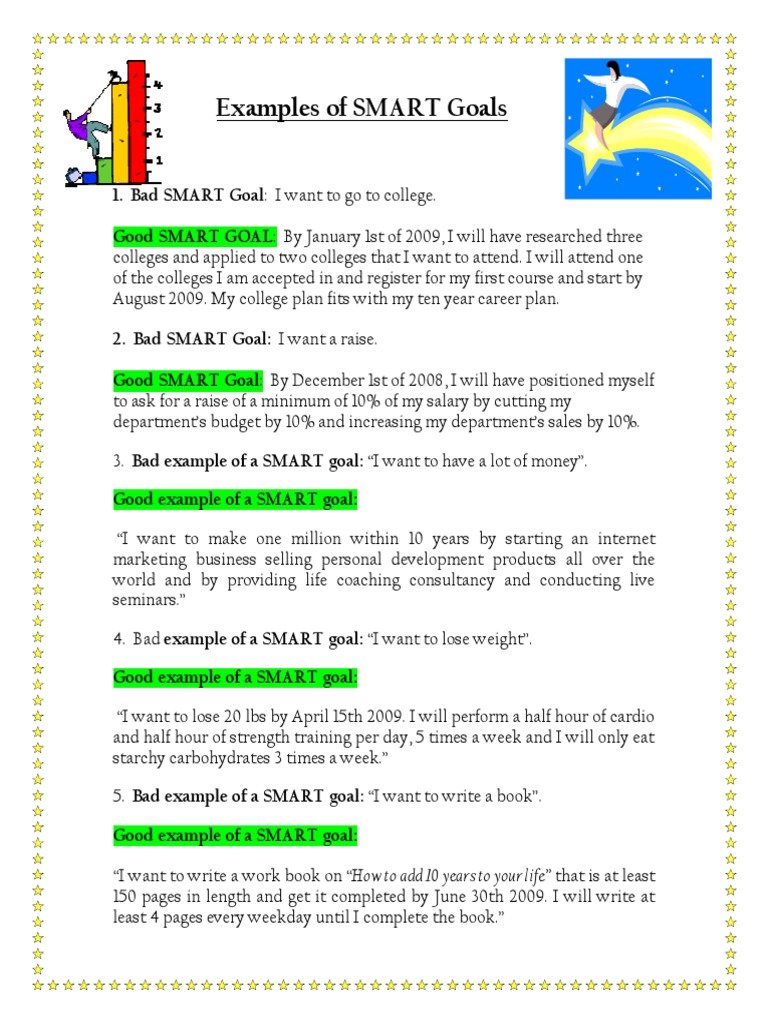 Examples of SMART Goals PDF | PDF | Self-Improvement | Lifestyle