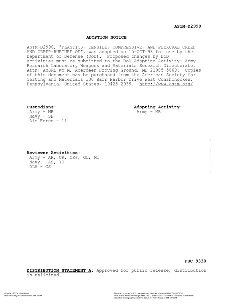 Astm D 2990 | PDF | Deformation (Engineering) | Creep (Deformation)