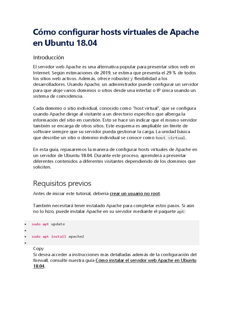 Virtual Host | PDF | Servidor (Computación) | Red mundial