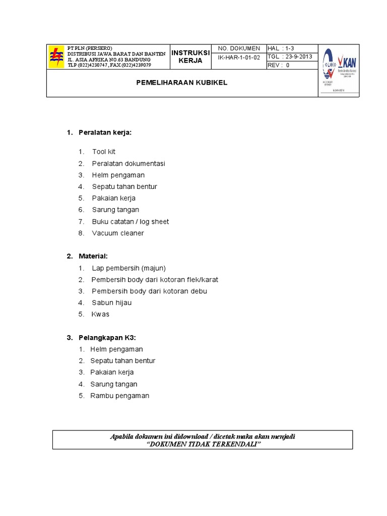 Instruksi Pemeliharaan Kubikel PLN | PDF | Sains & Matematika | Komputer