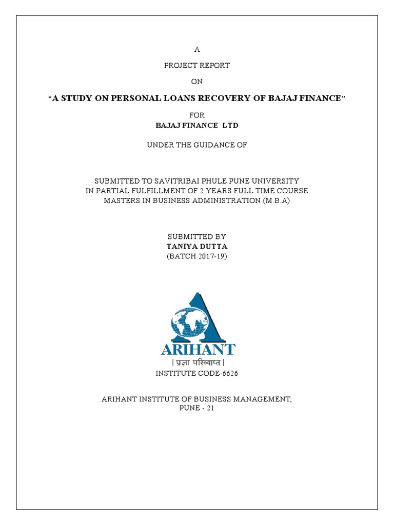 A Study On Personal Loan of HDFC Bank Draft | PDF | Loans | Unsecured Debt