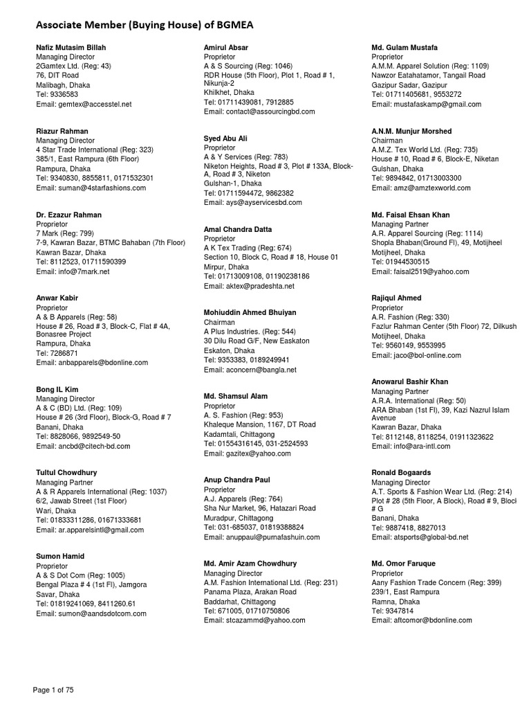 BGMEA Associate Members List | PDF | Dhaka | World Politics